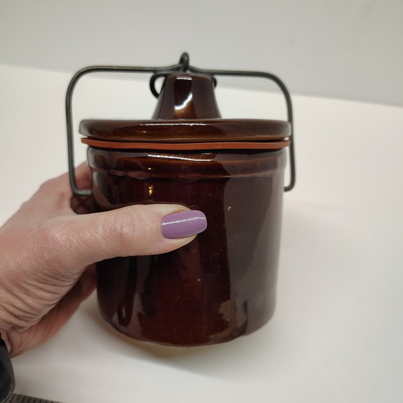 Kitchen | Vintage Brown Glazed Crock Butter Cheese Stoneware Locking ...